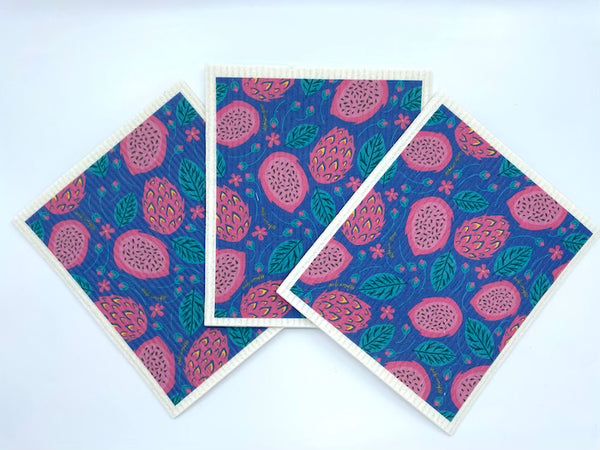 Dragonfruit Swedish Dish Cloth Set of 3 - Meli Wraps