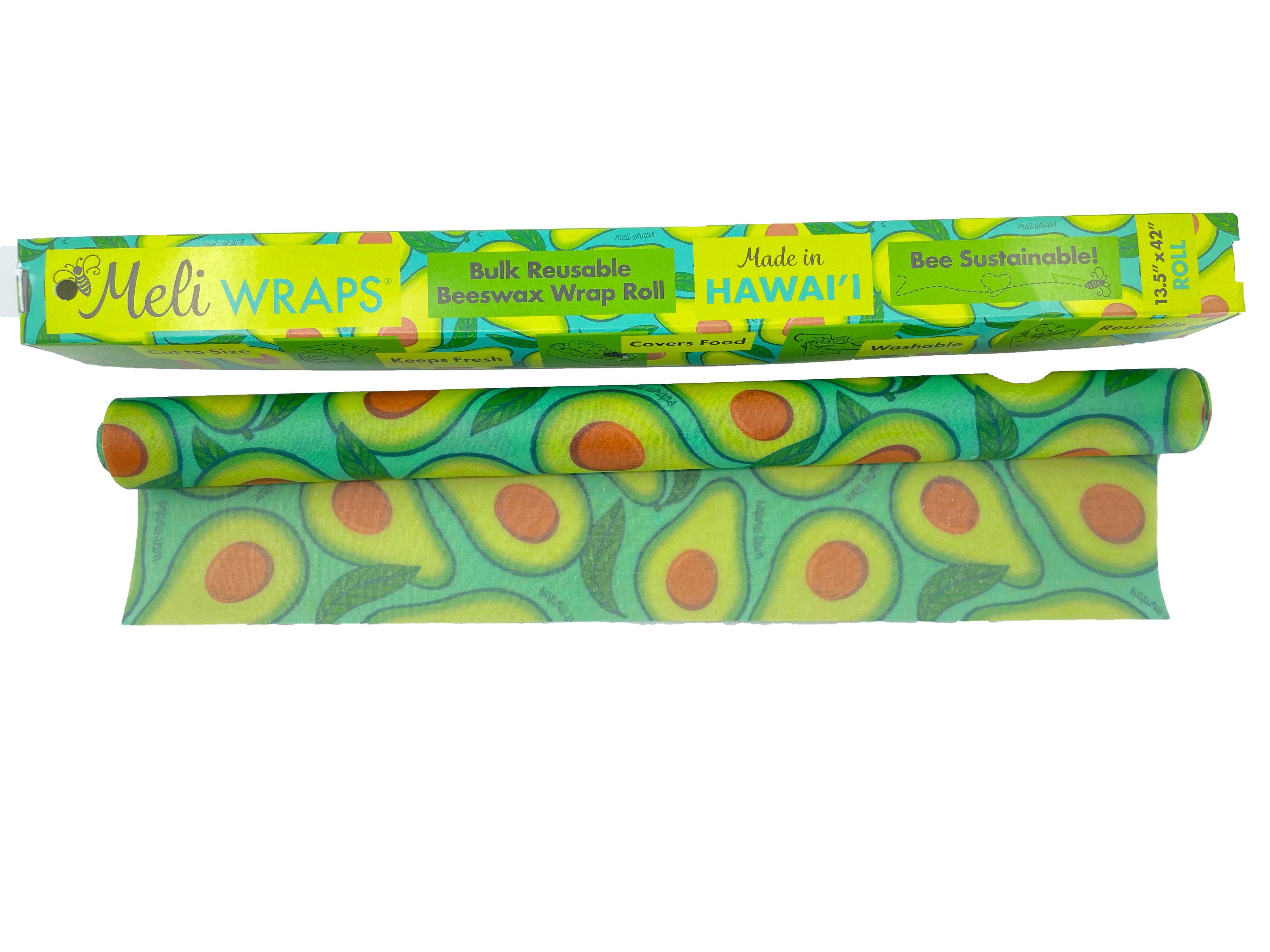 Beeswax Wrap Bulk Roll - Avocado Print - Meli Wraps